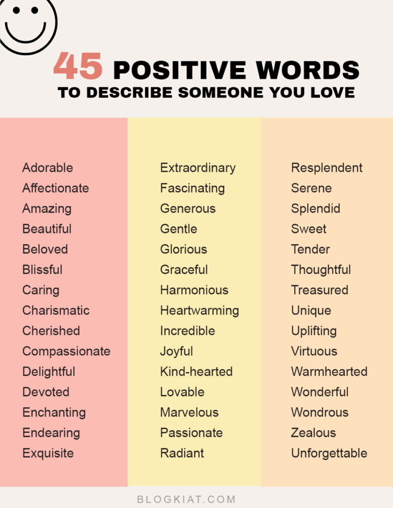 45 Positive Words To Describe Someone You Love - Blogkiat